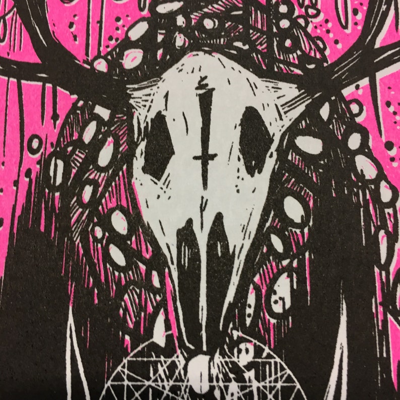 Limited Edition Neon Pink Satanic Risograph Print Occult Riso | Etsy UK