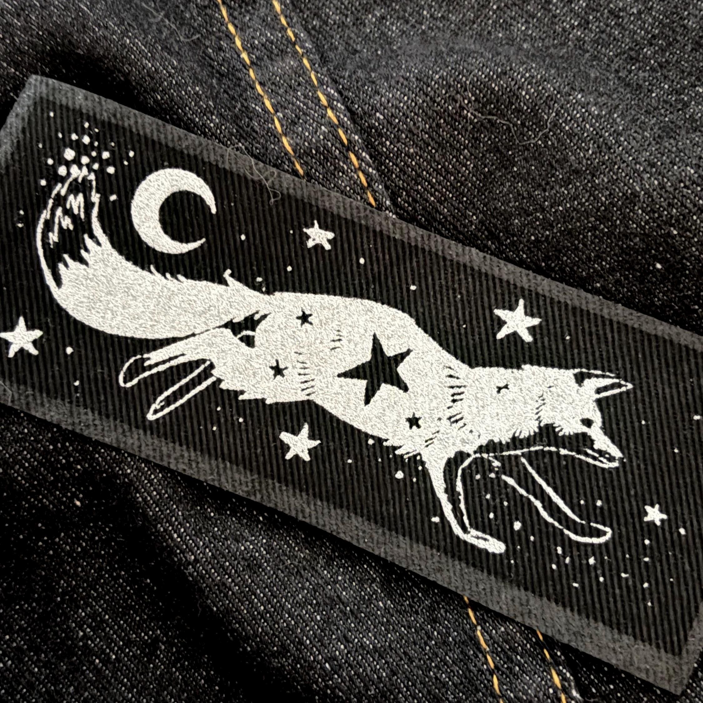 Celestial Silver Fox Screen Print Fabric Patch 13x5 Cm- Goth, Punk ...