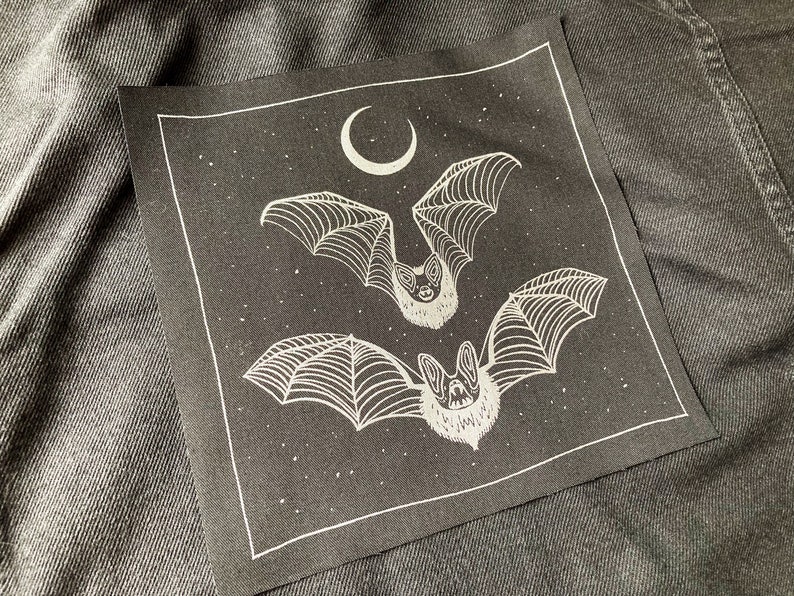 Midnight Bats Silver Screen Print Back Patch Goth Punk - Etsy