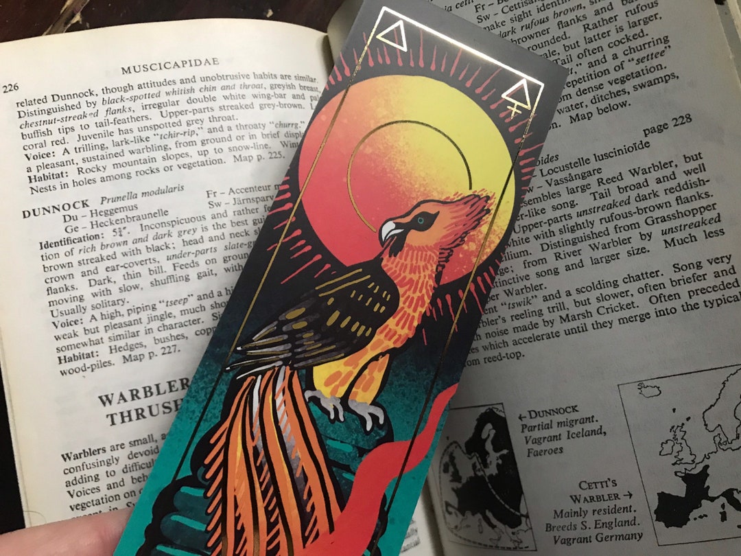 Phoenix Deluxe Gold Foiled Bookmark- 17.3 X5.5cm- Bird Lover, Book ...