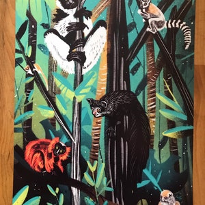 Lotsa Lemurs Art Print- 2 Sizes (A3 and A4)- Cute Animal Print, Conservation, Aye Aye, Ring ...