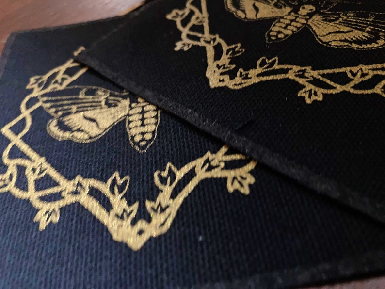 Deaths Head Hawkmoth Gold Screen Print Fabric Patch 10x10cm - Etsy