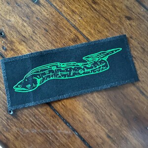 That’s a Moray!- Green Eel Screen Print Fabric Patch 13x5 Cm- Goth ...