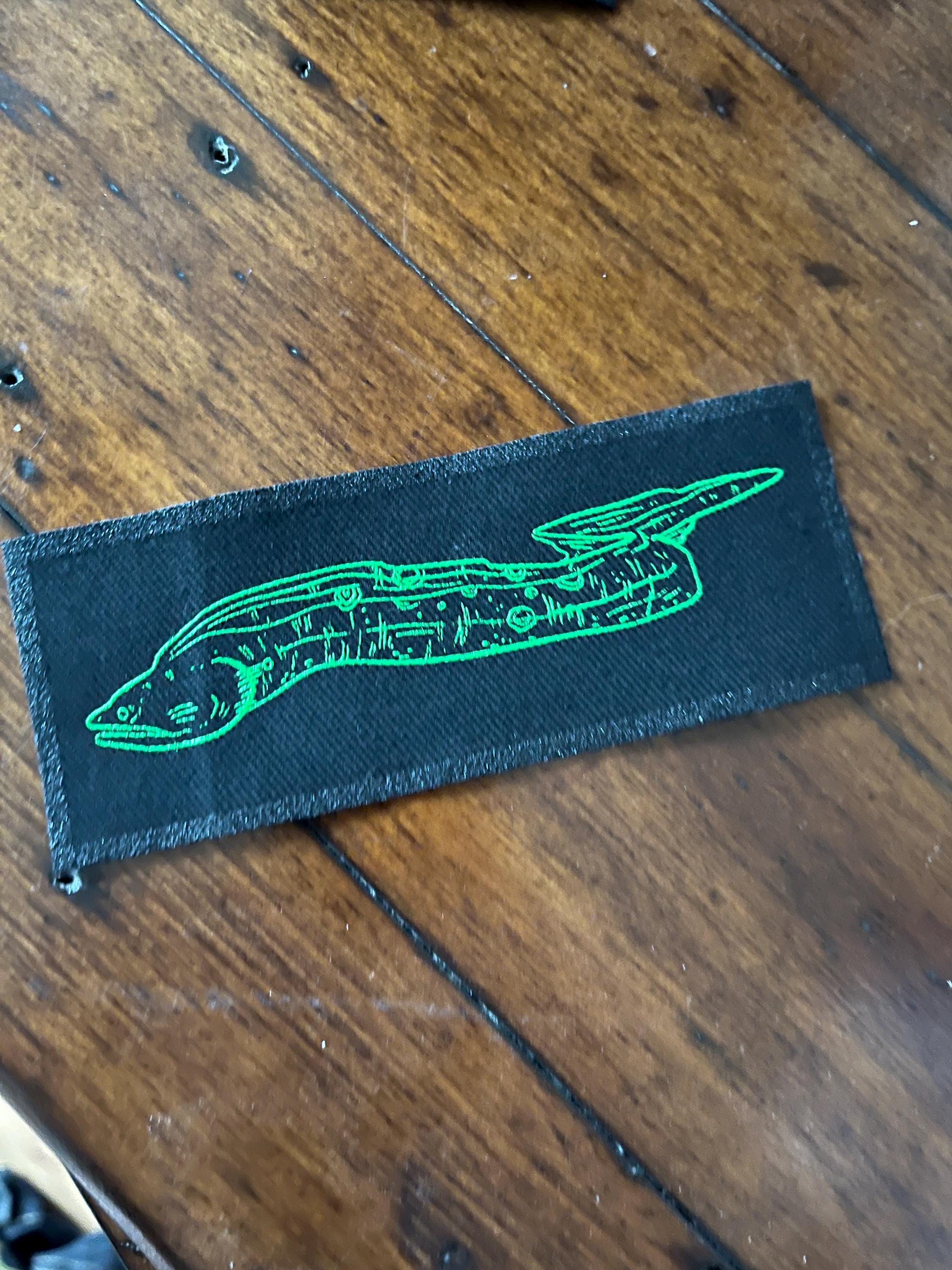 That’s a Moray!- Green Eel Screen Print Fabric Patch 13x5 Cm- Goth ...