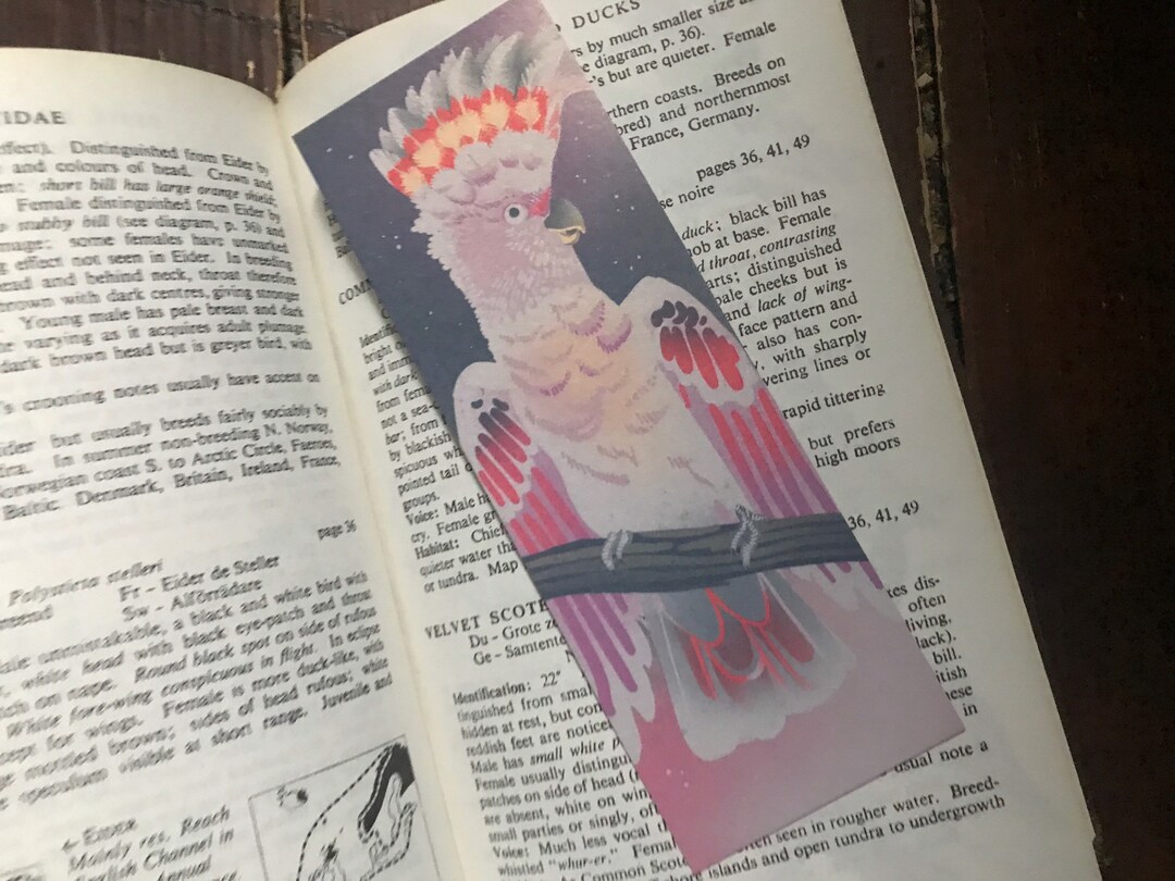 Major Mitchel Pink Cockatoo Bookmark!- 52x148mm Bird Bookmark, Perfect ...