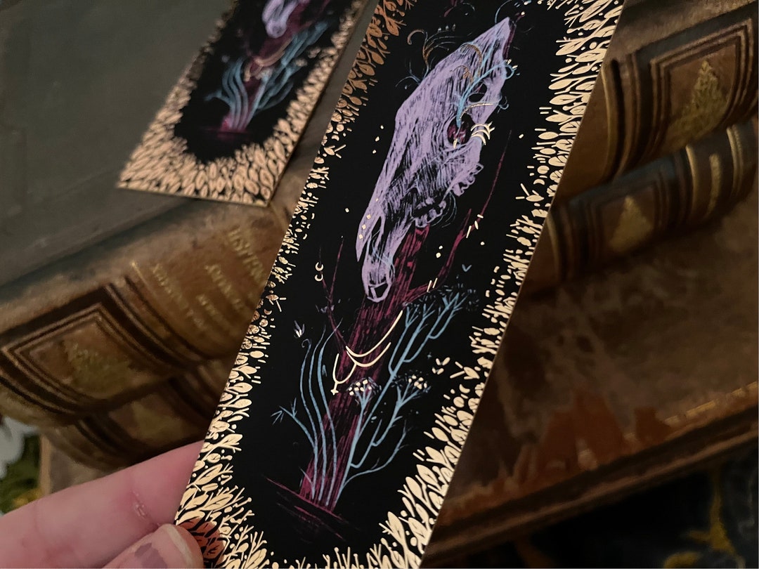Horse Skull Bookmark 55x148mm- Rose Gold Foiled Bookmark! Occult ...