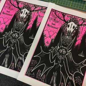 Limited Edition Neon Pink Satanic Risograph Print Occult Riso Halloween ...