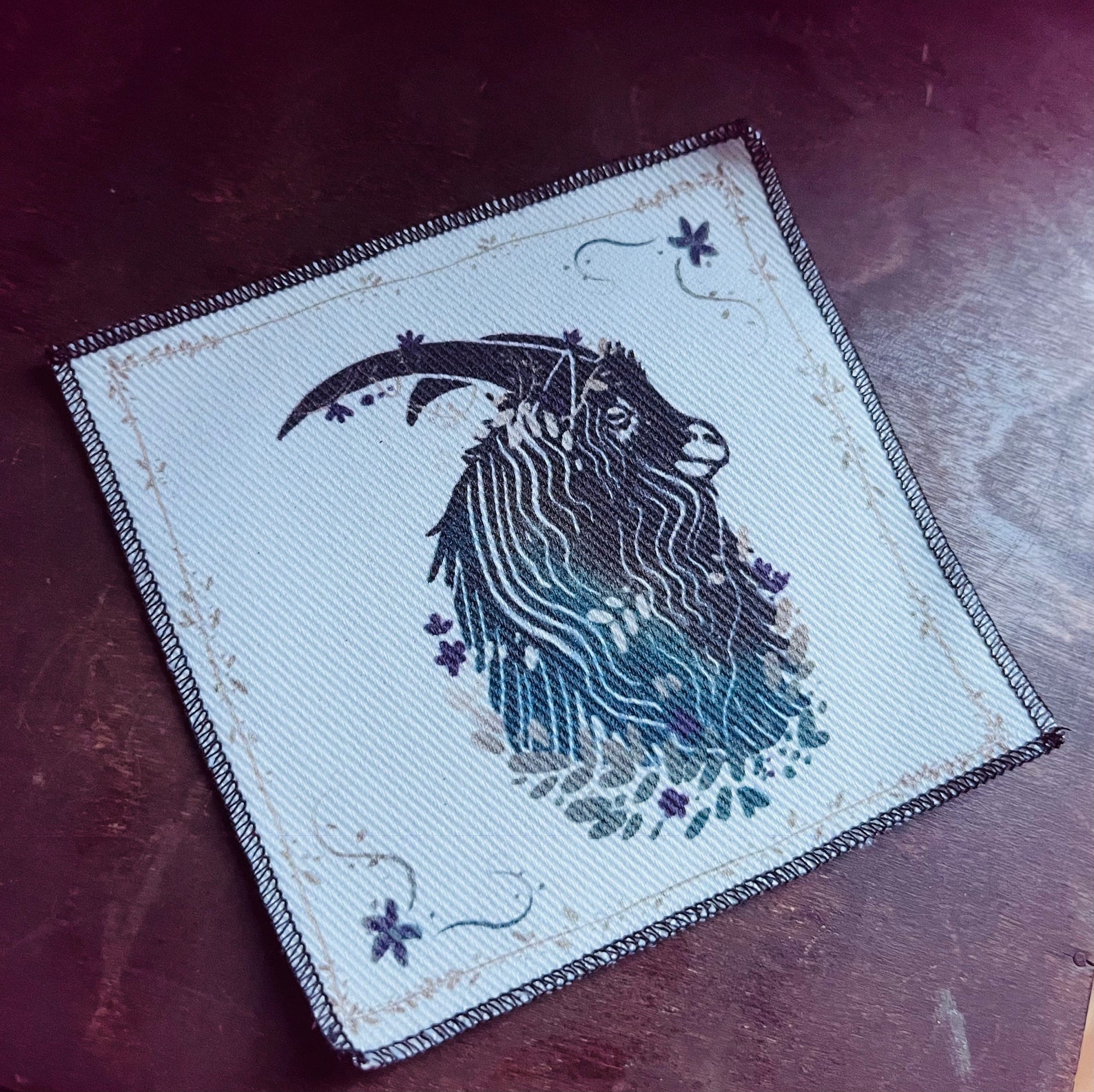 Spring Goat- 10x10 Denim Patch- Finished Edges- Capricorn Battle Jacket ...