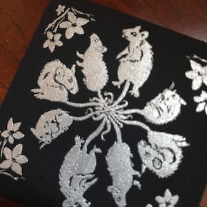 Rat King- Silver Screen Print Fabric Patch 8x8cm- Goth, Rat Lover Gift ...