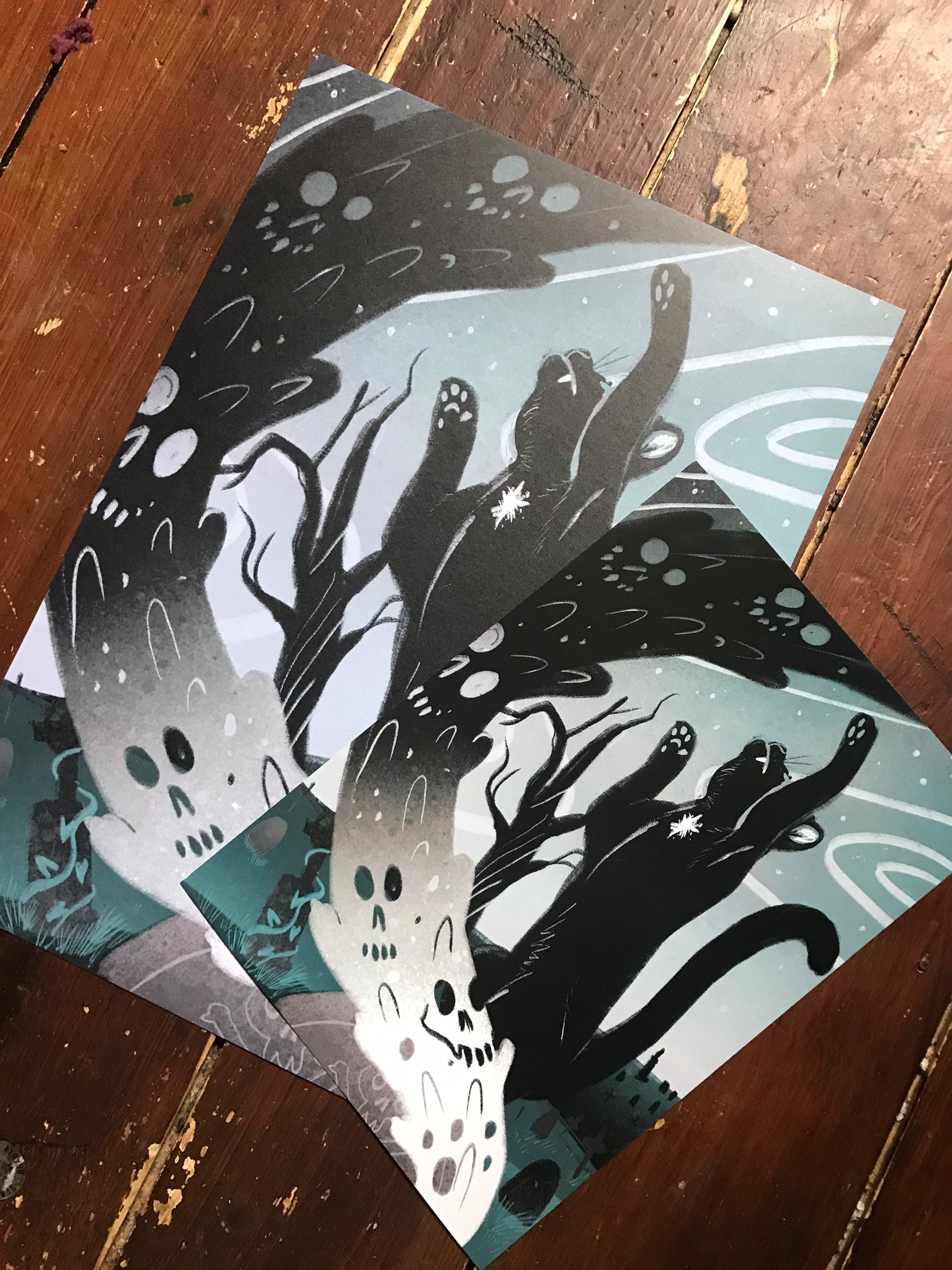 Cat Sìth art print 2 sizes Scottish folklore black cat | Etsy