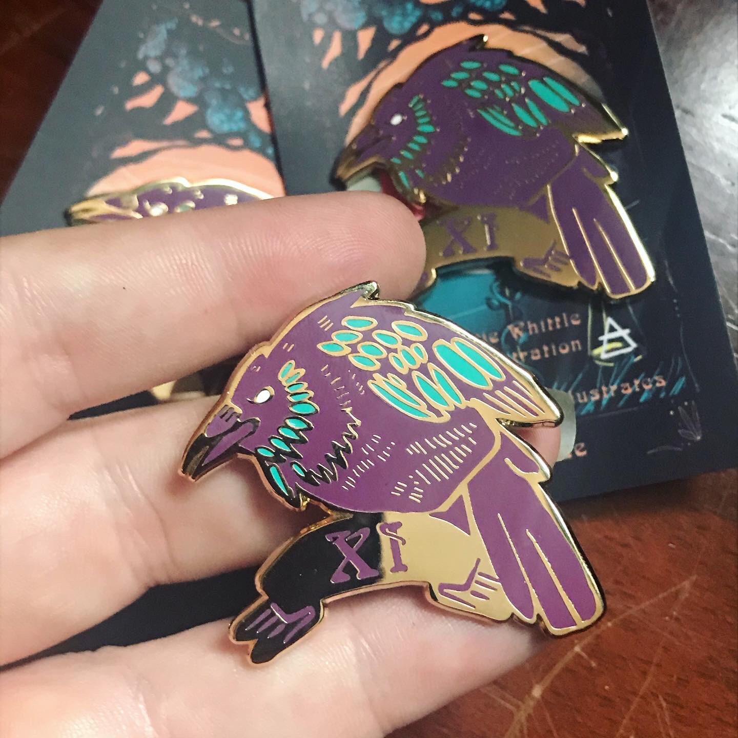 Justice Crow Hard Enamel Pin- Tarot Pin, Gold Hard Enamel, Double Post ...