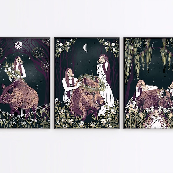 Triptych Animal Art - Etsy