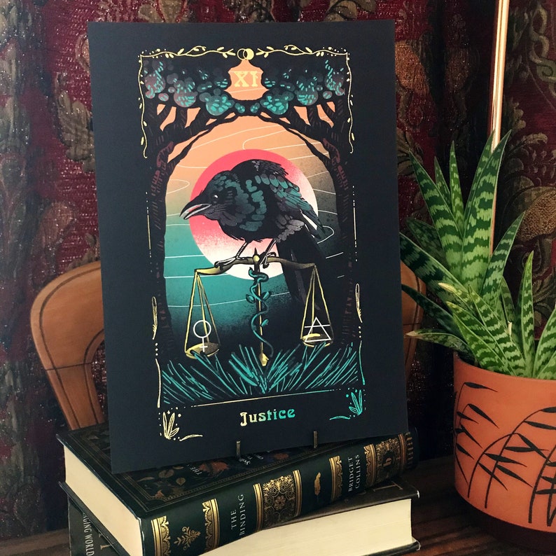 Justice XI Foil Tarot Print Deluxe A4 Art Print 8x11 Inches | Etsy