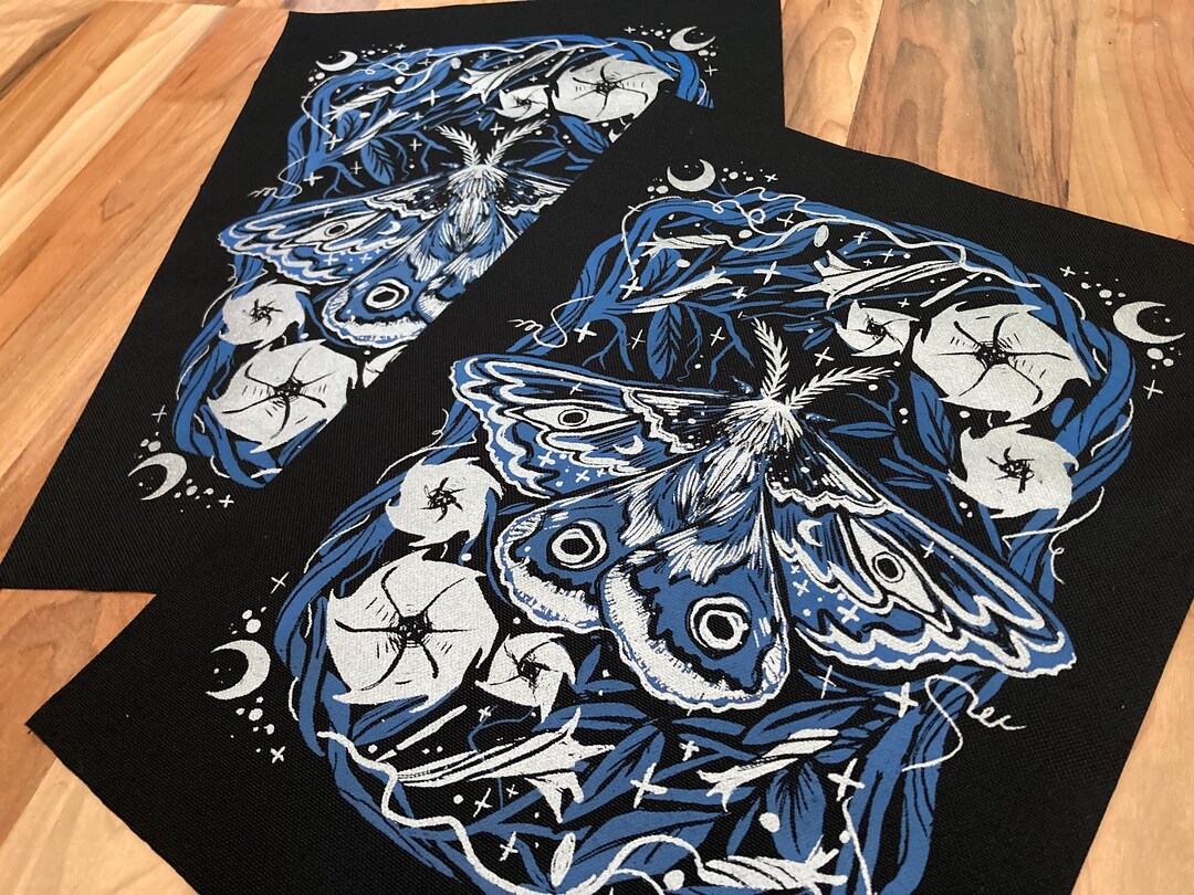 Lunar Moth Screen Printed XL Back Patch-gothic Accessories, Occult ...
