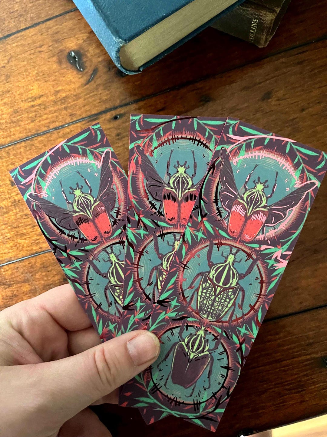 Goliath Beetle Deluxe Foiled Bookmark (148x 52cm) Pink Painted Edges ...