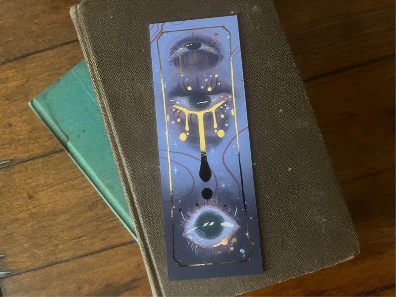 Deluxe Gold Foil Cosmic Eyes Bookmark (148x 52cm) Gold Painted Edges ...