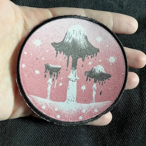 Ink Caps Iron on Patch 8x8cm Circular- Mushroom, Forager Lover Gift, Punk, Fungus, Cottage Core ...
