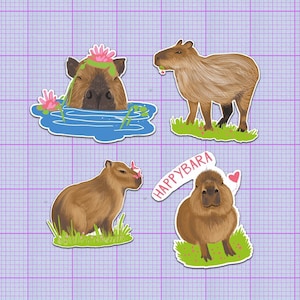 Capybara 10cm Vinyl Sticker Set- Guinea Pig Lover, Gift Set, Laptop ...