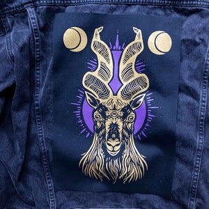 Solis Goat Screen Printed XL Back Patch Gothic Accessories, Occult, Ram, Cotton Patch, Sow On ...
