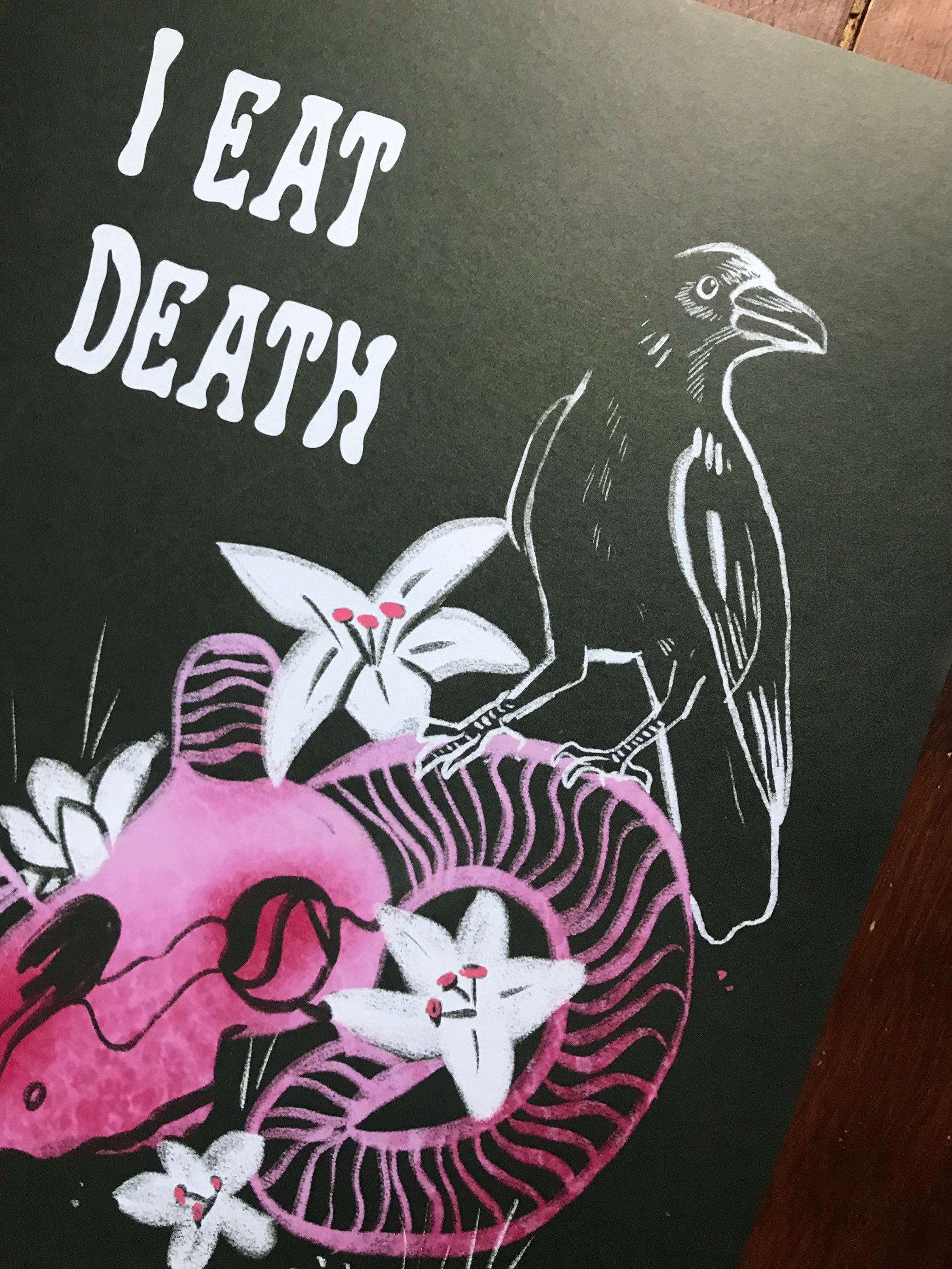 I EAT DEATH Gothic Art Print 2 Sizes Ram Skull Corvid | Etsy