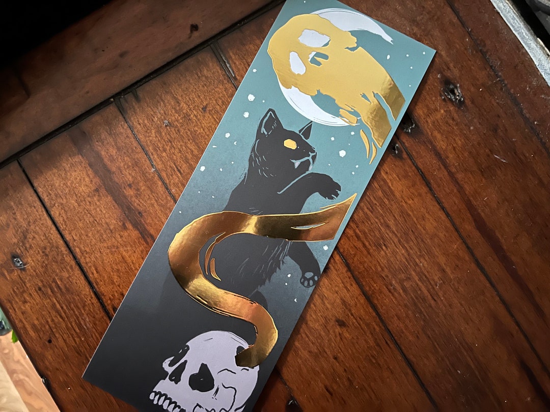 Witch’s Cat - Deluxe Gold Foil Art Print 30x10.5cm (12x4 Inches) Occult ...