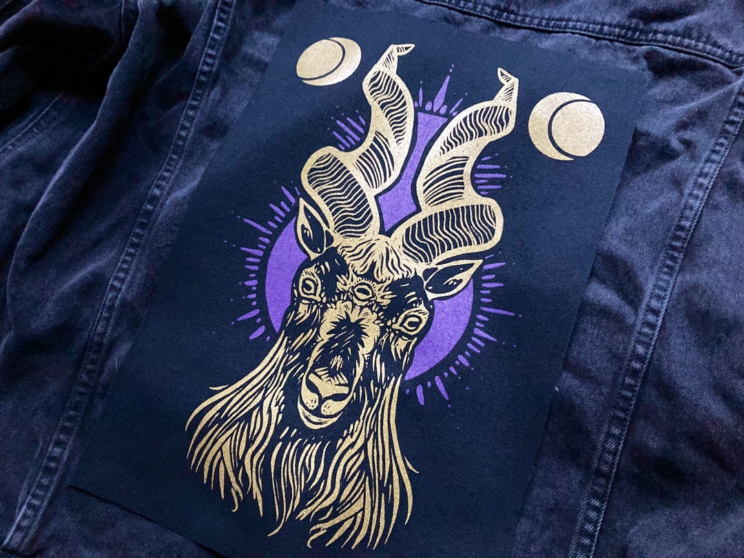 Solis Goat Screen Printed XL Back Patch- Gothic Accessories, Occult, Ram, Cotton Patch, Sow On ...