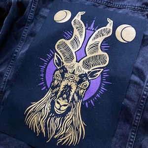Solis Goat Screen Printed XL Back Patch Gothic Accessories, Occult, Ram, Cotton Patch, Sow On ...