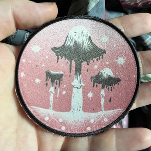Ink Caps Iron on Patch 8x8cm Circular- Mushroom, Forager Lover Gift, Punk, Fungus, Cottage Core ...