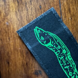 That’s a Moray!- Green Eel Screen Print Fabric Patch 13x5 Cm- Goth ...