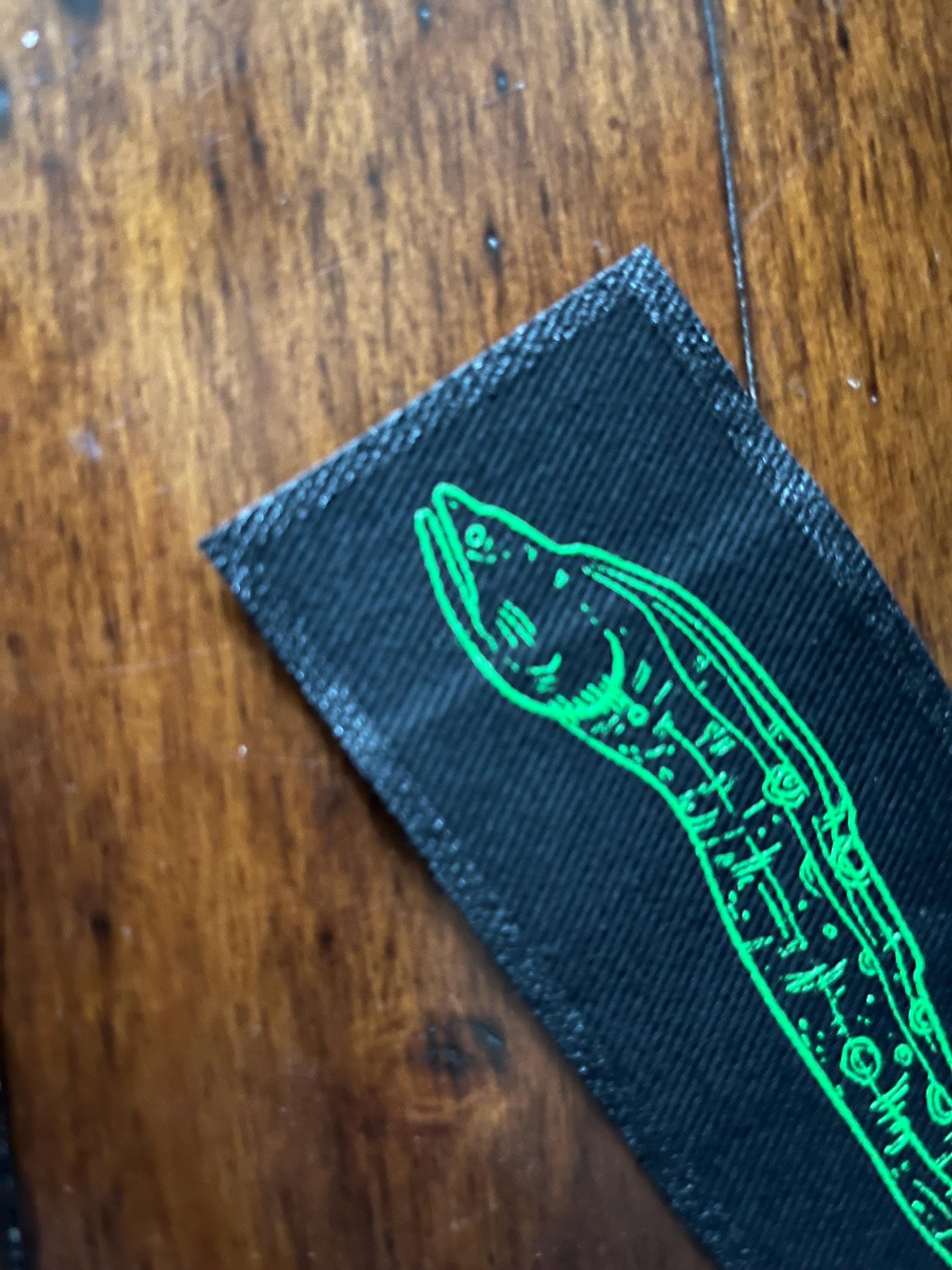 That’s a Moray!- Green Eel Screen Print Fabric Patch 13x5 Cm- Goth ...