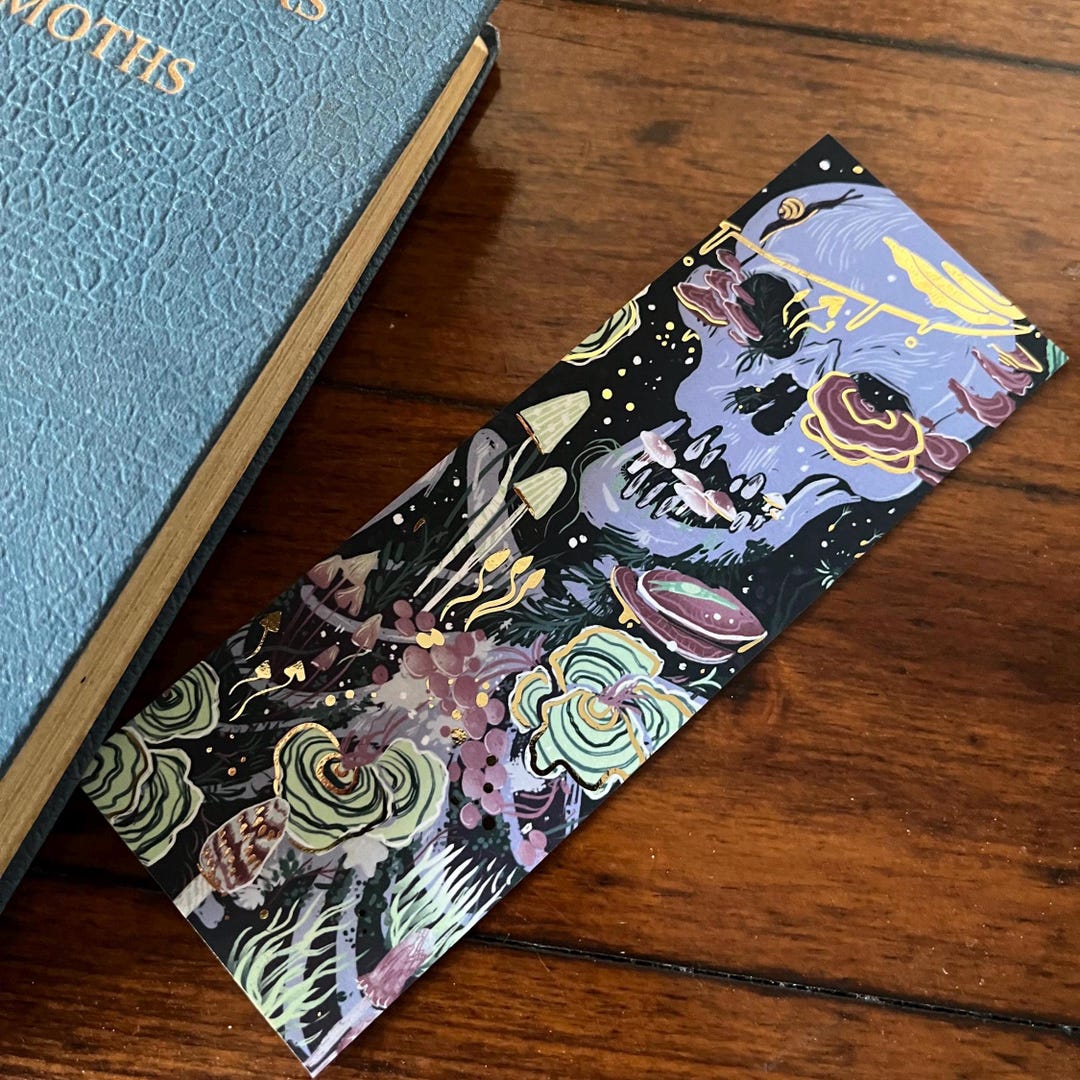 Gold Foil Mushroom Forager Bookmark (148x 52cm) Gold Painted Edges ...