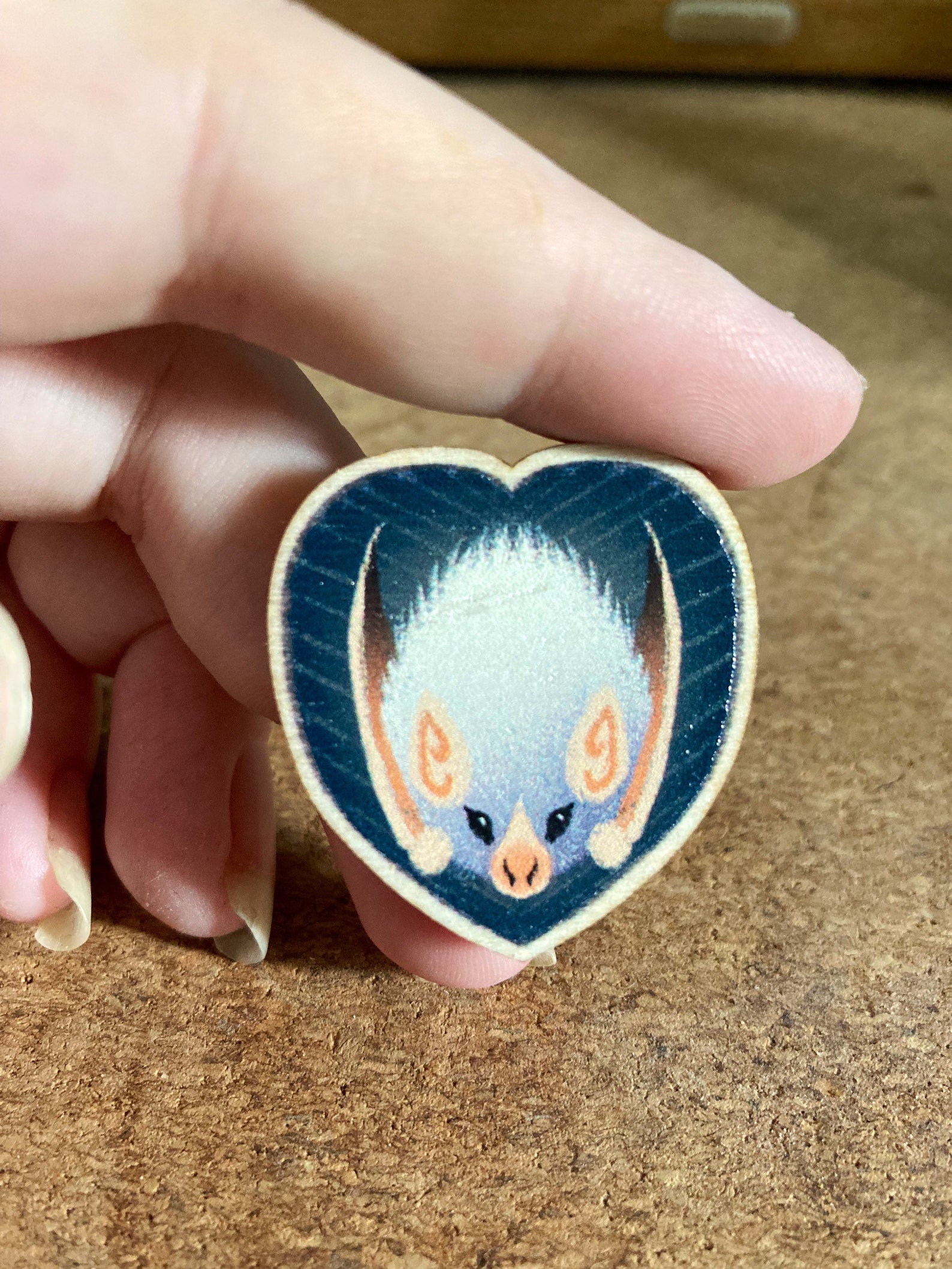 Honduran white bat pin 30mm wooden pin badge with rubber | Etsy