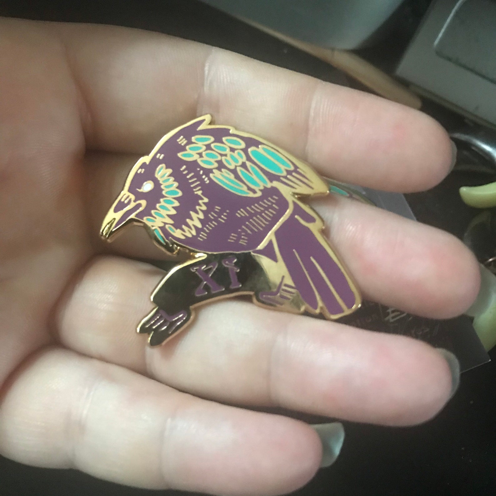 Justice Crow Hard Enamel Pin- Tarot Pin, Gold Hard Enamel, Double Post ...