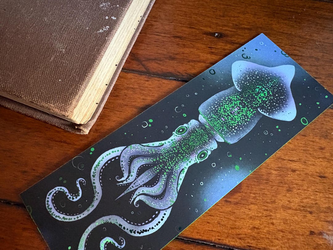 Green Firefly Squid Bookmark (148x 52cm) Green Painted Edges, Gothic ...