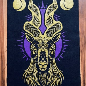 Solis Goat Screen Printed XL Back Patch Gothic Accessories, Occult, Ram, Cotton Patch, Sow On ...