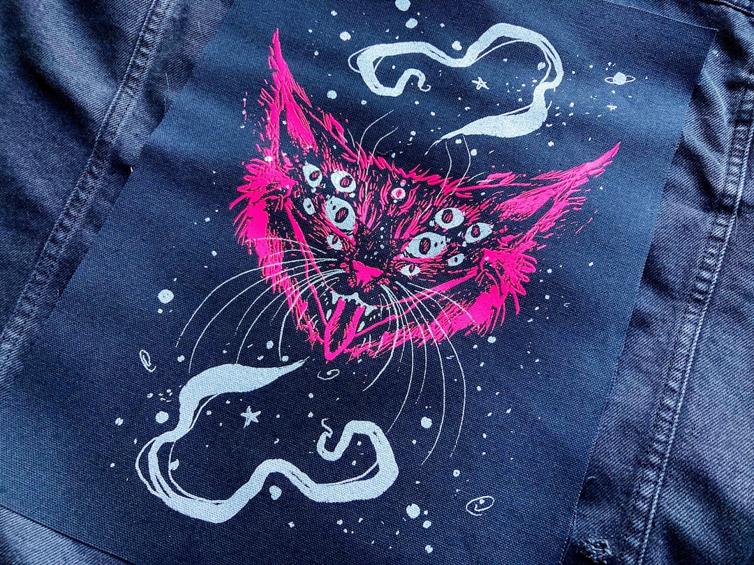 Space Puss Screen Printed XL Back Patch-gothic Accessories, Occult, Cat ...
