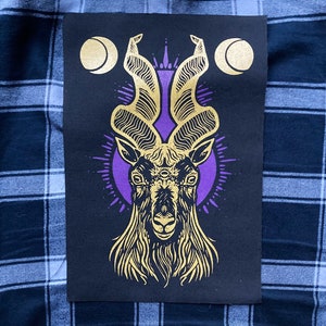 Solis Goat Screen Printed XL Back Patch Gothic Accessories, Occult, Ram, Cotton Patch, Sow On ...