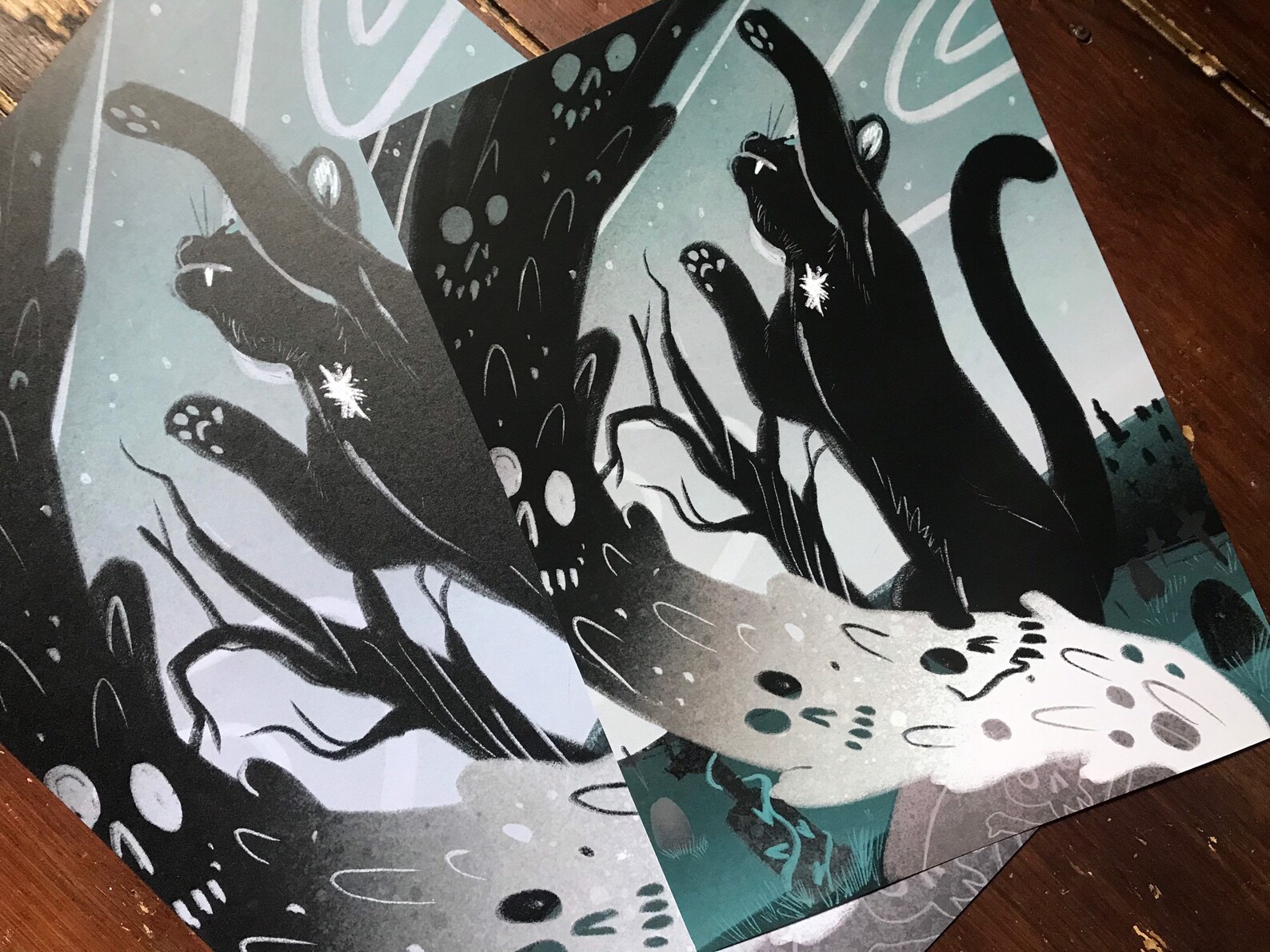 Cat Sìth art print 2 sizes Scottish folklore black cat | Etsy