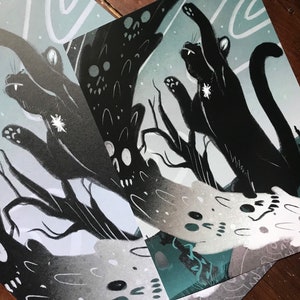 Cat Sìth Art Print (2 Sizes) Scottish Folklore, Black Cat, Witches ...