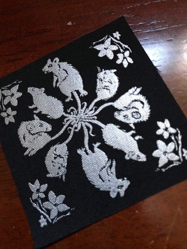 Rat King Silver Screen Print Fabric Patch 8x8cm Goth Rat - Etsy