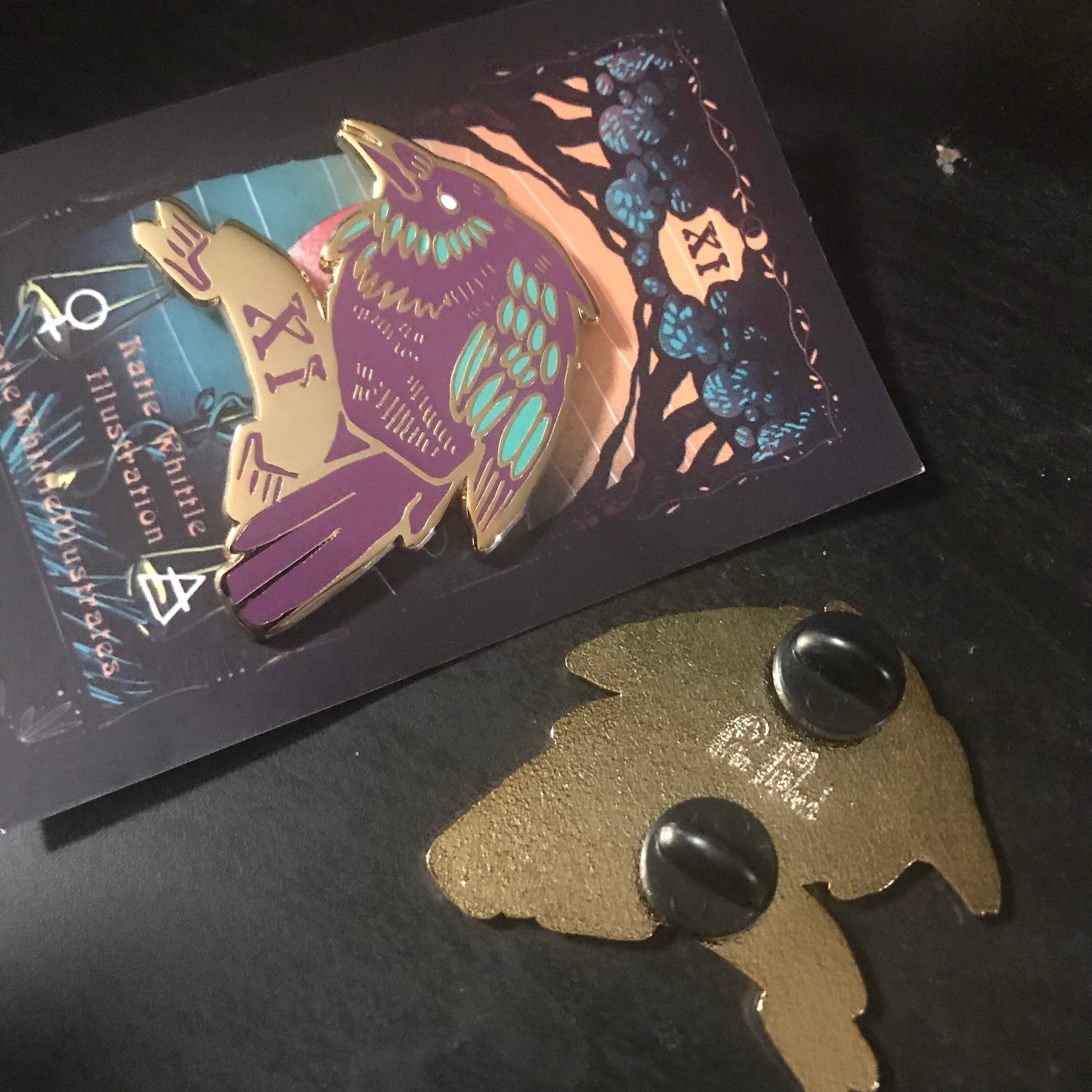 Justice Crow Hard Enamel Pin- Tarot Pin, Gold Hard Enamel, Double Post ...