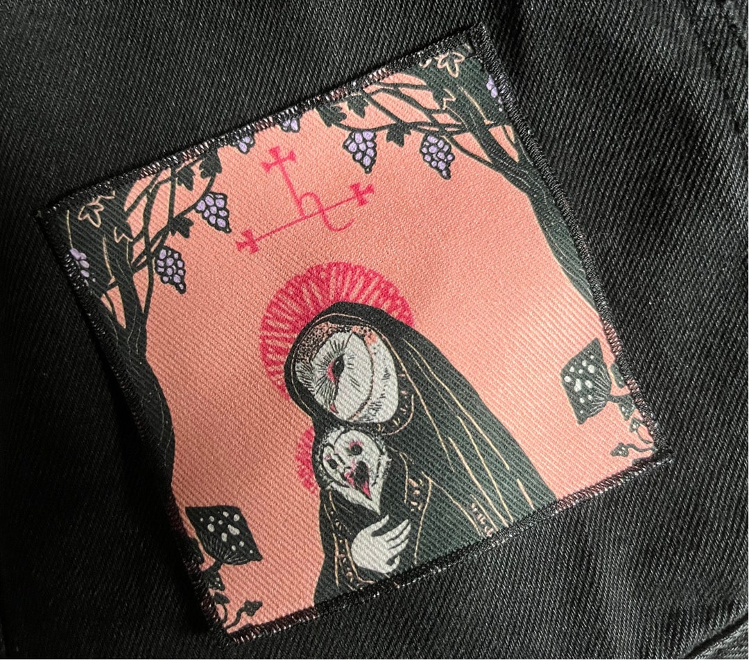 Madonna and Child- 10x10 Denim Patch- Finished Edges- Lilith Sigil ...