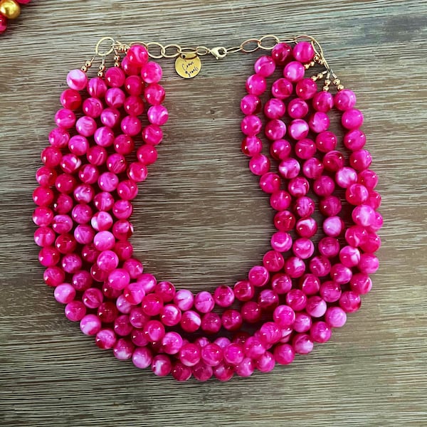 Bright Pink Necklace - Etsy