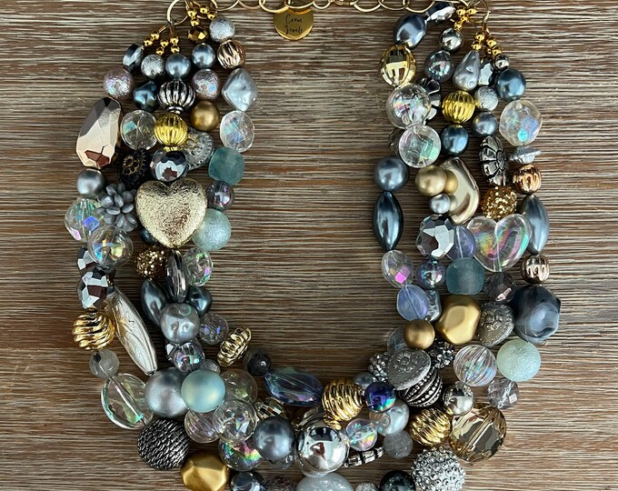 Statement Necklace Bridesmaid Jewelry MIXED METALS Necklace Wedding ...