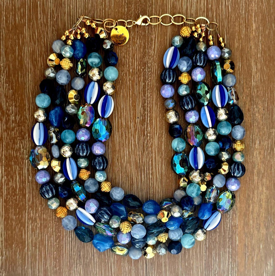 Statement Necklace Bridesmaid Jewelry SPARKLING TRUE BLUE Necklace ...
