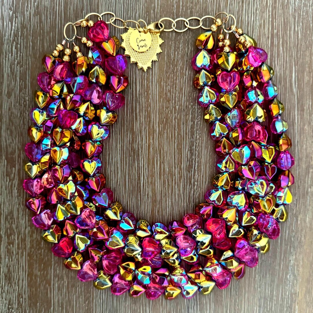 QUEEN OF HEARTS Collection - the Perfect Heart Necklace Aurora Borealis ...
