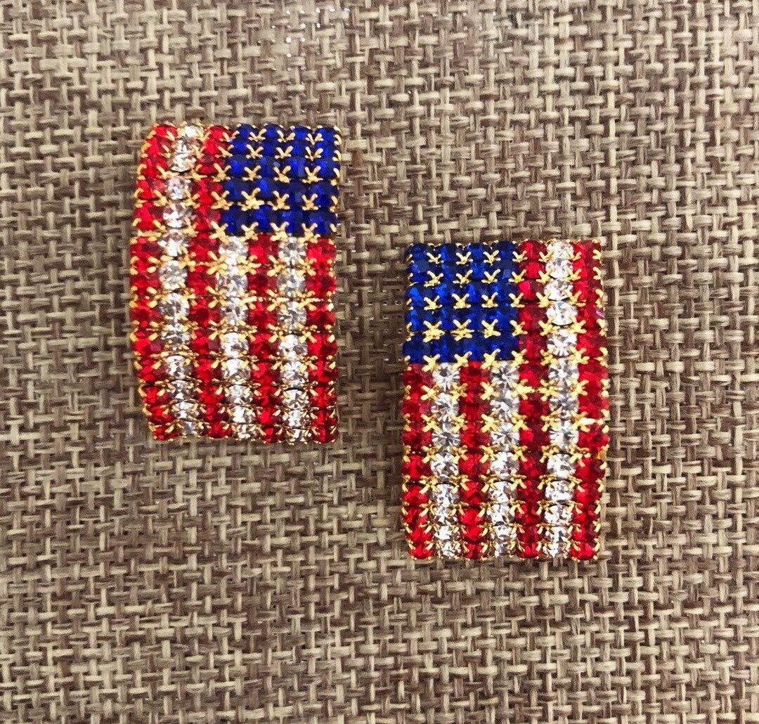 American Flag Earrings - Patriotic Jewelry - American Flag Earring ...