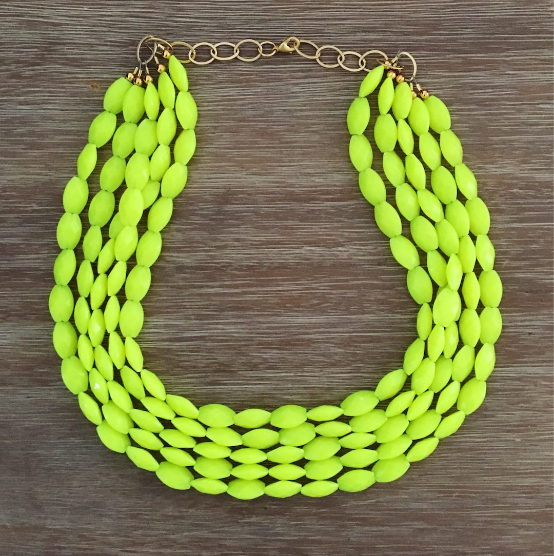 Necklace for Women Yellow Bead Necklace - Chuncky Beaded Statement ...