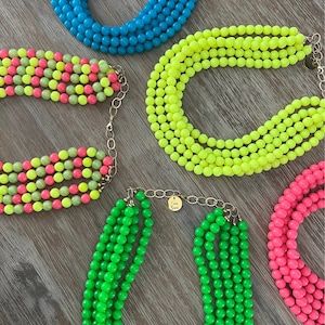 Neon Jewelry Neon Necklace 80s Jewels Electric Jewelry Neon Pink ...