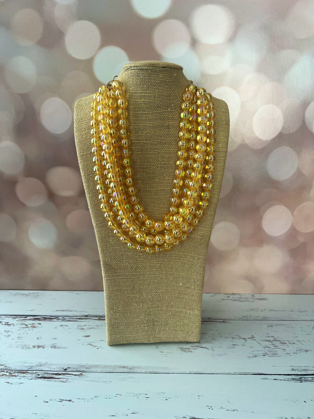 Necklace for Women Yellow Bead Necklace Chunky Beaded - Etsy